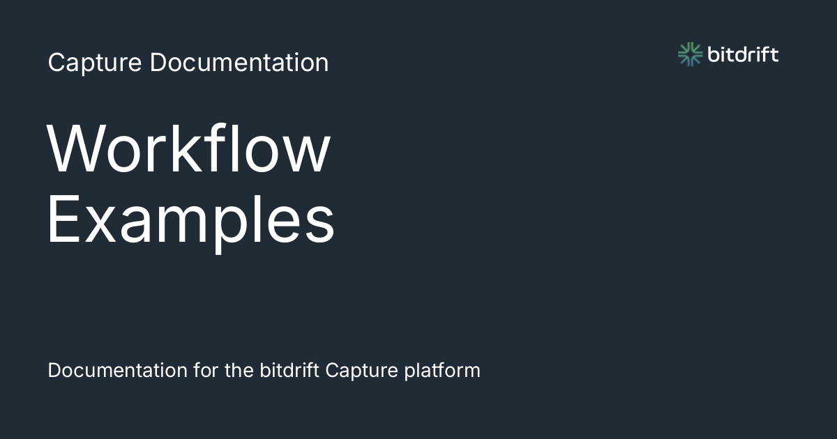 Workflow Examples Capture Documentation